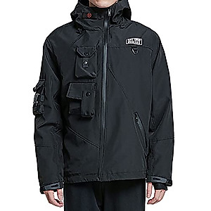 GOLYOY Bomber Jacket Men Lightweight Techwear Windbreaker Multi-Pocket Zip Up Streetwear Tactical Jacket For Men