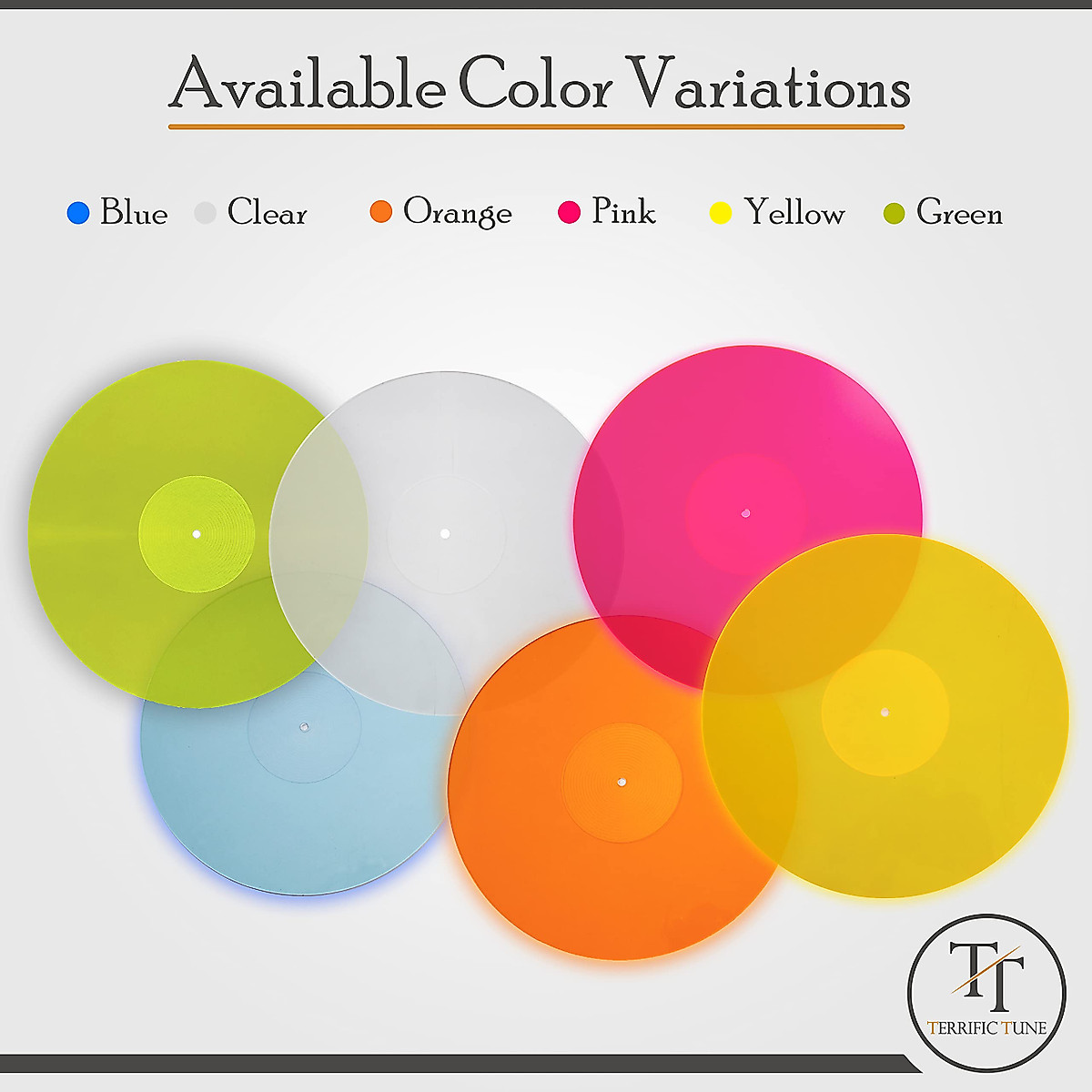 Terrific Tune - Acrylic Turntable Slipmat for Vinyl LP Record Players - Transparent Platter Mat - Anti-Static and 2.7mm Thickness Tighter bass - Reduce Noise & Improve Sound Quality (Green)