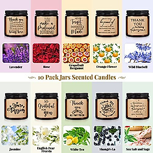 10 Jars Thank You Candles 3.5 oz Scented Inspirational Candle Gift Appreciation Gift Candles Gratitude Gift for Women Friends Mom Coworkers Teachers Employees Presents