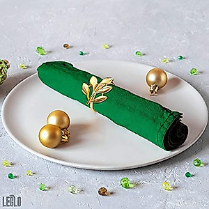 20Pcs Gold Napkin Rings Set - Leaf Napkin Rings for Wedding Decorations Napkins Rings Fiesta Dinner Napkins Gold Fall Napkin Rings - Metal Napkin Holders for Cloth Napkins Autumn Easter Napkin Rings