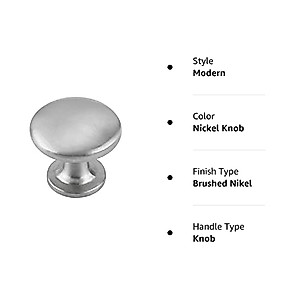 homdiy 10 Pack Brushed Nickel Cabinet Knobs Cupboard Knobs Silver Cabinet Knobs - HD6050SNB Kitchen Cabinet Door Knobs Brushed Nickel Hardware Round Knobs