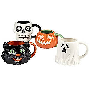 Certified International Scaredy Cat 22 oz 3-D Mugs, Set of 4 Assorted Designs