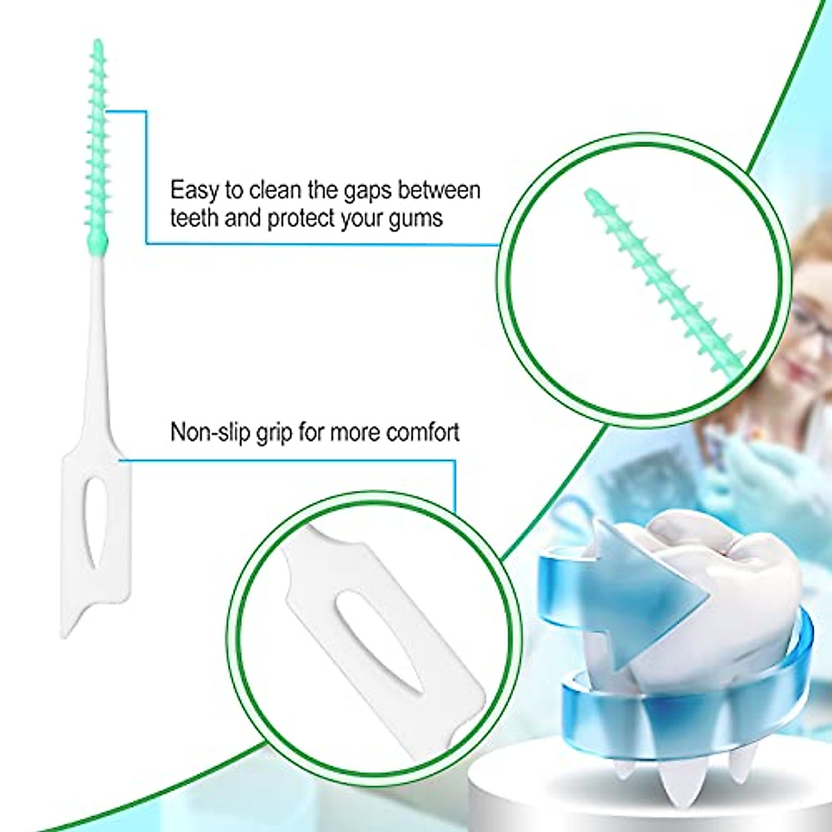 Zopeal 250 Pcs Interdental Brush for Braces Disposable Floss for Braces Dental Brush Floss Picks Dental Tooth Flossing Head Oral Hygiene Flosser Toothpick Soft Cleaning Tool (Stylish Color)