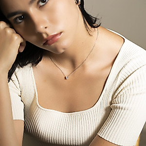 S.Leaf Diamond Necklace Pendant Cubic Zirconia Tennis Necklace Solitaire Choker Necklace for Women Sterling Silver Birthday Gifts for Women