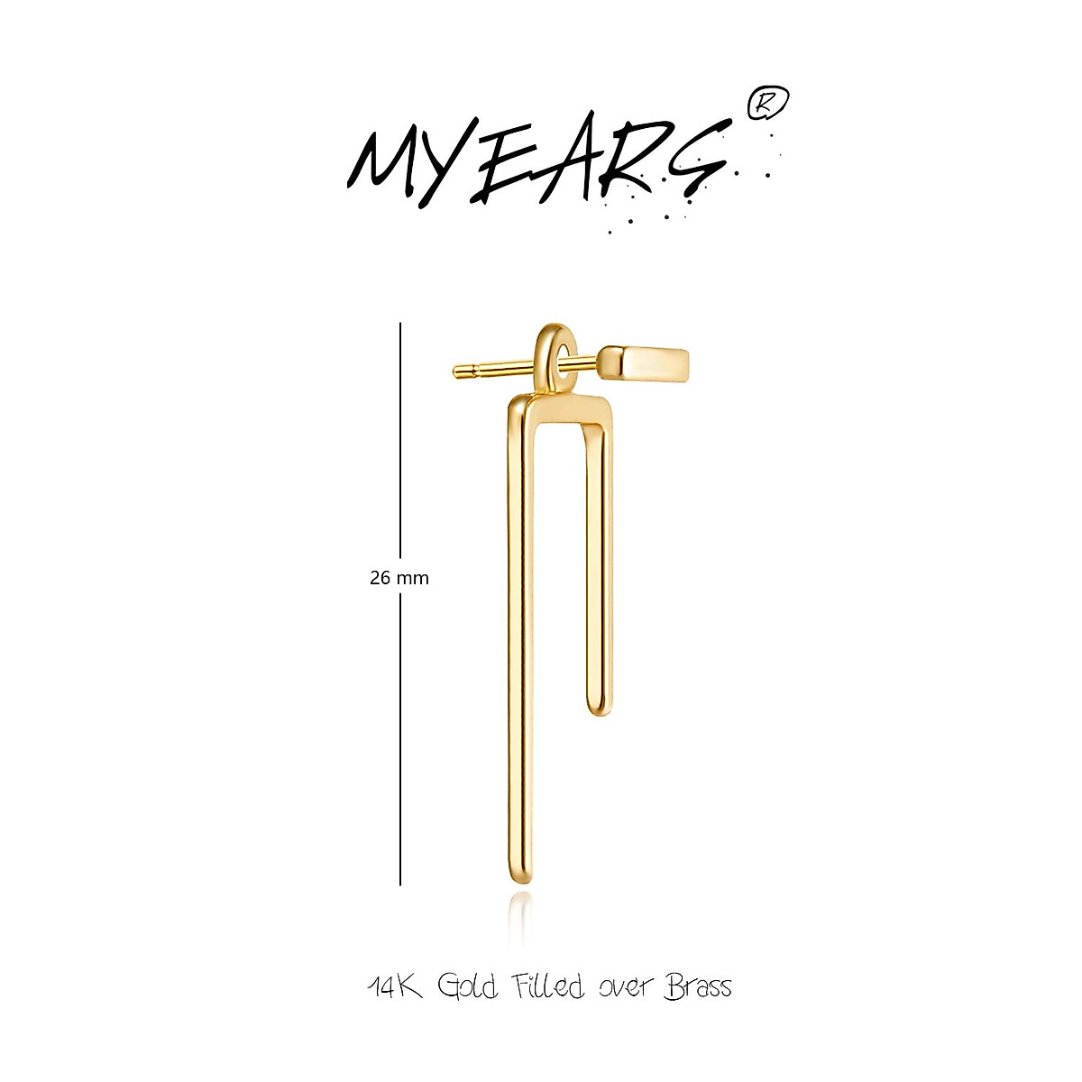 MYEARS Women Bar Earrings Gold Stud Ear Jacket 14K Gold Filled Small Simple Handmade Hypoallergenic Everyday Geometric Jewelry