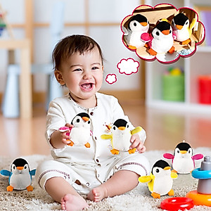 Kasyat 12 Pieces Mini Plush Penguin Stuffed Toys Animal, Cute Small Baby Penguin Stuffed Doll Keyholder Bag Pendant Valentine's Day Birthday Party Favor Present for Boys Girls(Classic Style)