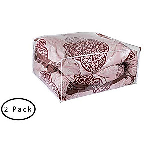 DiClavus Set of 2 Zippered Vinyl Storage Bag, 24x20x11 Inch, Clothes Bag Organizer, Space Saver PVC Comforter Clear Storage Bags for Blanket