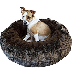 BESSIE AND BARNIE Koala/ Godiva Brown Luxury Ultra Plush Faux Fur Bagelette Pet/Dog Bed (Multiple Sizes), S- 30"