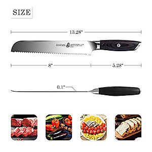 TUO Bread Knife 8 inch - Serrated Bread Slicing Knife Bread Cake Cutter German HC Steel with Pakkawood Handle -FALCON SERIES with Gift Box