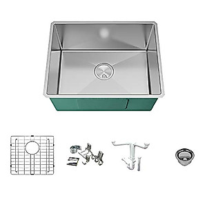 Transolid KKM-DUSB231810 Diamond 23-in L x 18-in W Single Bowl Undermount Kitchen Sink and Accessories Kit in Stainless Steel