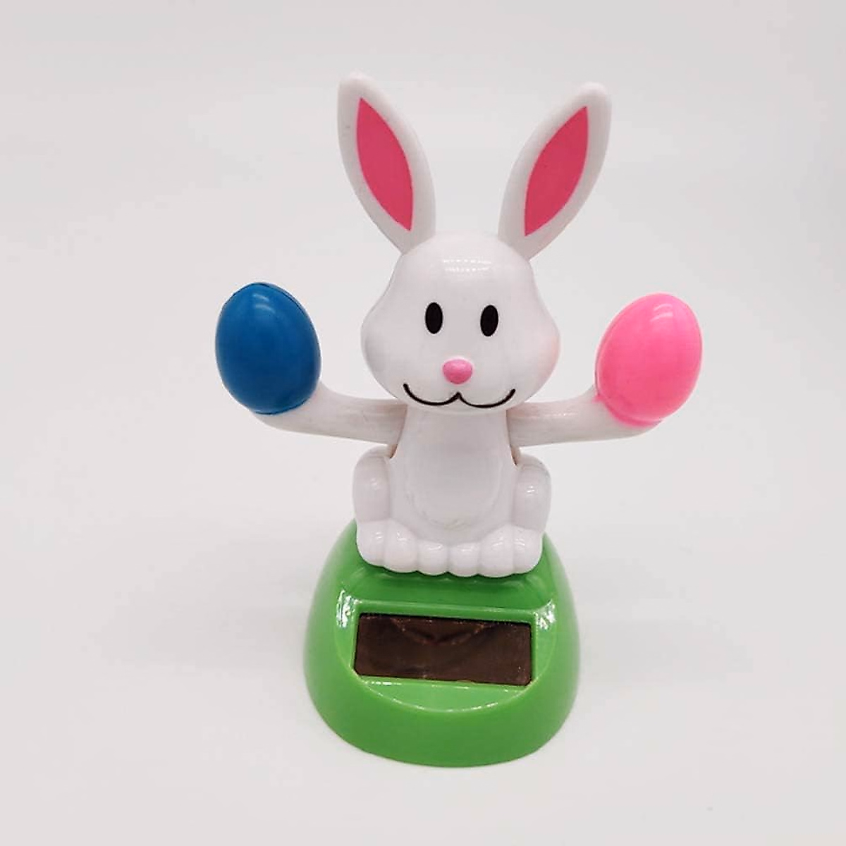 Taotenish Solar Powered Toy Shaking Head Rabbit Statue Shaking Head Dancing Toy Rabbit Bunny Figurines for Car Dash Board Decorations - White