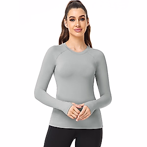 CADMUS Women's 3 Pack Compression Shirts Long Sleeve Yoga Athletic Running T Shirt,Black, Grey, Dark Green,X-Large