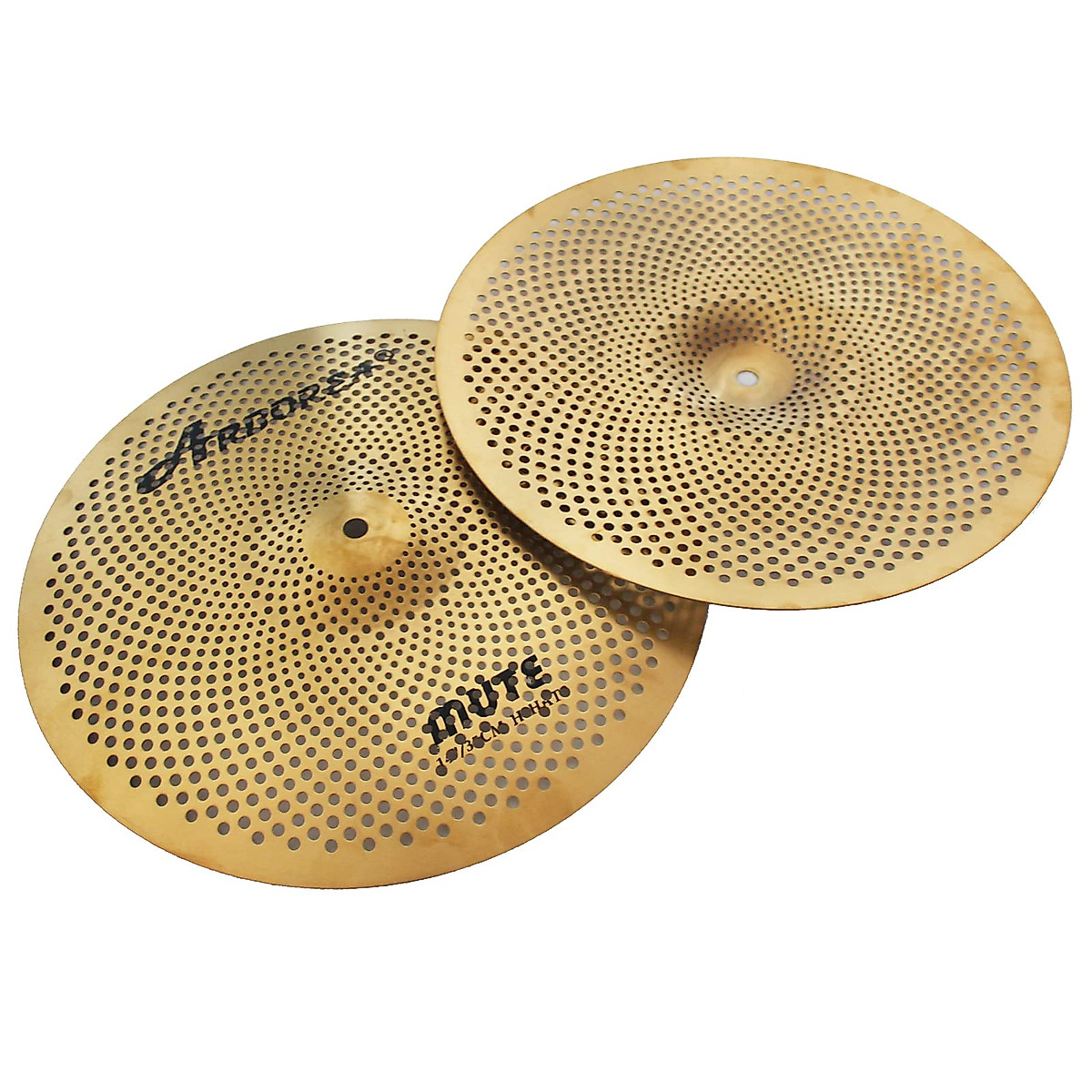 Arborea Low Volume Hi Hat Cymbals 14 inches Practice Hi Hats Cymbal Set Golden Silent High Hat Cymbals For Drums