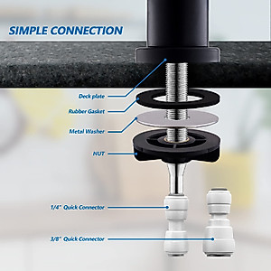 Black Kitchen Faucet, Kitchen Faucets with Pull Down Sprayer WEWE Commercial Stainless Steel Single Handle Single Hole Kitchen Sink Faucet with RO Faucet