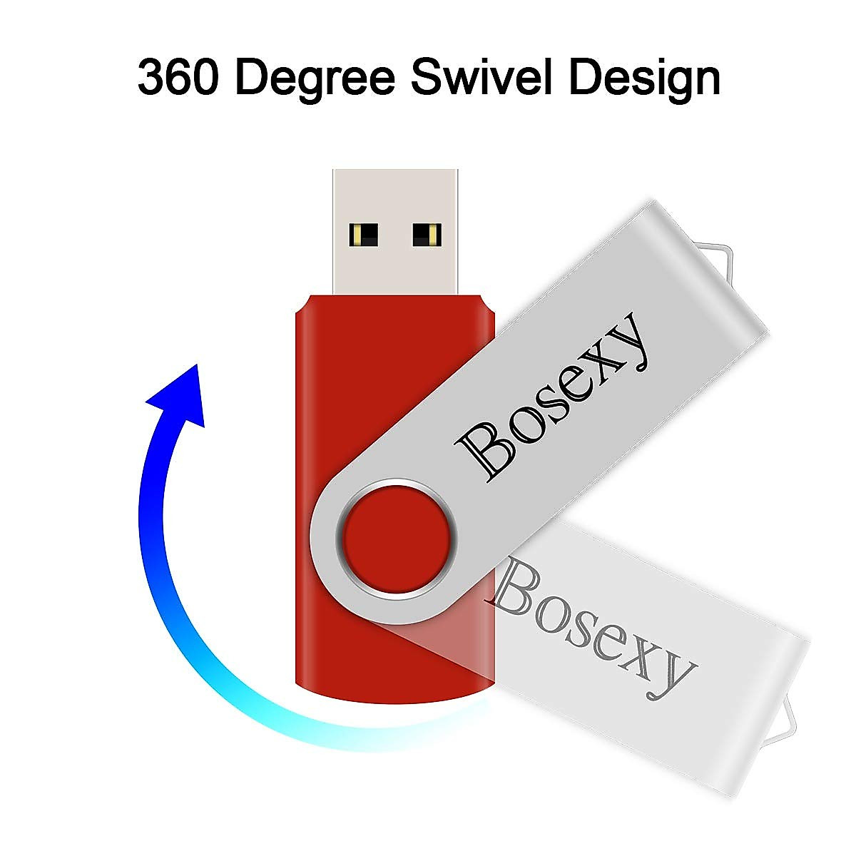 USB Flash Drives 32GB Bosexy Thumb Drive Swivel Bulk Memory Stick Pendrive with Led Indicator Mix Color, Black/Blue/Red/Green/Purple (5PCS, 32G Each)