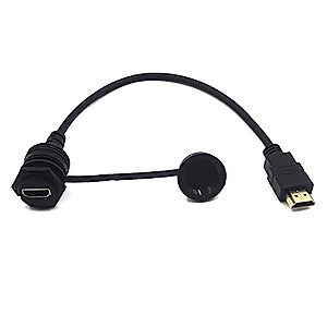 Kework 0.3 Meter HDMI Version 2.0 Mount Cable, HDMI Male to Female Flush Panel Mount Extension HD Cord for Car Truck Boat Motorcycle Dashboard, 4K2K & 60 HZ (HDMI Mount)