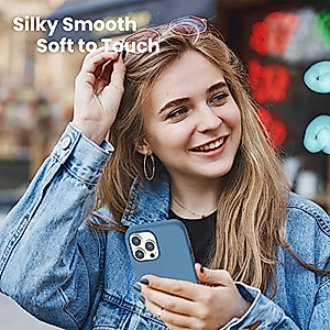 ORNARTO Shockproof Liquid Silicone Designed for iPhone 13 Pro Max Case 6.7", Gel Rubber Comprehensive Protection Anti-Shock Cover Case Drop Protection 6.7inch-Blue