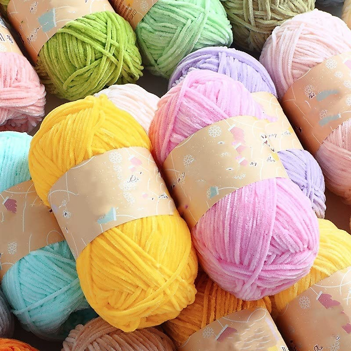 TEXXY Chenille Wool, Fine Gold Velvet No. 2 Hand Knitted 2mm Crochet Yarn Knitted Bag Sweater Hat Scarf Keep Warm (Color : 15)