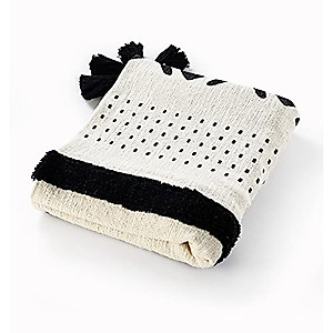 LR Home Modern Boho Tufted Stripe Cotton Throw Blanket