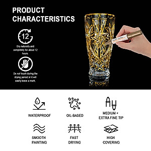 Betem Oil Based Paint Markers, Dual Tip Paint Pens(0.7mm & 3mm), Gold Silver Permanent Paint Marker Pen, Waterproof, Quick Dry, for Fabric, Rock Painting, Wood, Plastic, Metal, Canvas (2Gold2Silver)