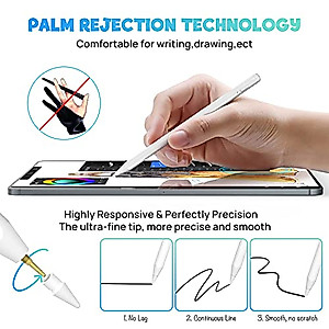 Stylus Pen for iPad with Palm Rejection, Tilt Sensitivity, ZVFBC iPad Pencil for Touch Screens Compatible with iPad Air 3rd/4th/5th, iPad Pro 11/12.9 inch, iPad 6th/7th/8th/9th/10th, iPad Mini 5th/6th