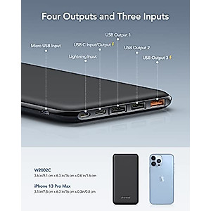 Charmast USB C Power Bank, 26800mAh Portable Charger USB C, Slim Thin 3A High-Speed Battery Pack Type C with 3 Input & 4 Output Compatible with iPhone, iPad, Samsung, Pixel More