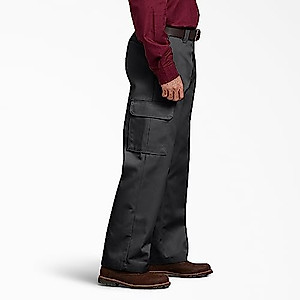 Dickies Men's Relaxed Straight-Fit Cargo Work Pant, Black, 34W x 30l