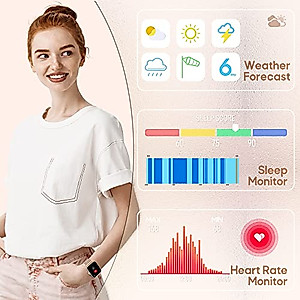 ZKCREATION Smart Watches for Women, 1.69" HD Bluetooth Call Fitness Tracker Smartwatch with Blood Pressure/Heart Rate Monitor, IP67 Waterproof Smart Watches, Smart Watch for Android iOS Phones