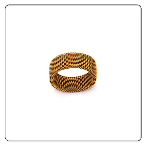 Fusamk Fashion 18K Gold tainless Steel Mesh Band Ring(Gold(9))