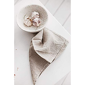 Pure 100% Linen Dish Towels - Set of 2 Linen Kitchen Towels Waffle Weave Natural Color - 13 x 29-inch Soft Lightweight Stone-Washed Linen Hand Towels - Quick-Dry Linen Tea Towel - Kitchen Linens