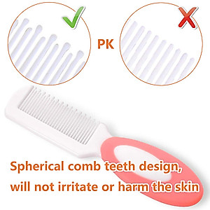 Baby Hair Brush and Comb Set for Newborns & Toddlers，Natural Soft Bristles，Ideal for Cradle Cap， Baby Registry Gift (Pink)