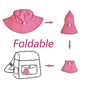 Baby Sun Hat Toddler UPF 50+ Summer Sun Protection Wide Brim Bucket Hat Baby Girl Beach Hat Boy Kids Adjustable Cap(Pink, XS)