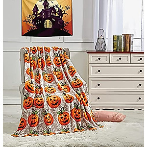 Decor&More Happy Halloween Microplush Throw Blanket (50 x 60inch) - Pumpkins