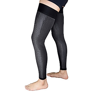 UTYOAA Full Leg Compression Sleeves,Women & Men,Thigh High 20-30mmHg Gradual Support,Circulation Hose Stockings for Pain Swelling Varicose Veins,Running Athletics Nurses Travel,1Pair Black L