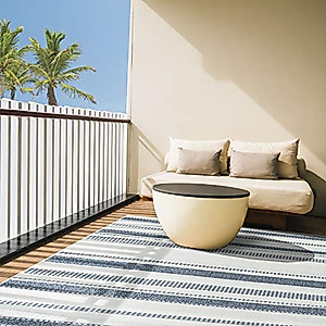 Home Dynamix Tripoli Mateo Modern Indoor/Outdoor Area Rug, Dark Blue/Cream, 5'3"x7'3" Rectangle