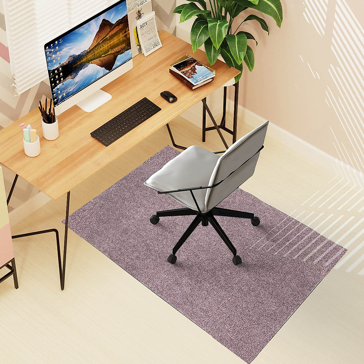 BREENHILL Area Rug 47"x27", Office Chair Mat for Hard FloorsAnti-Slip,Light Brown Low Pile Desk Rug for Rolling Chair,Floor Protectors for Chairs