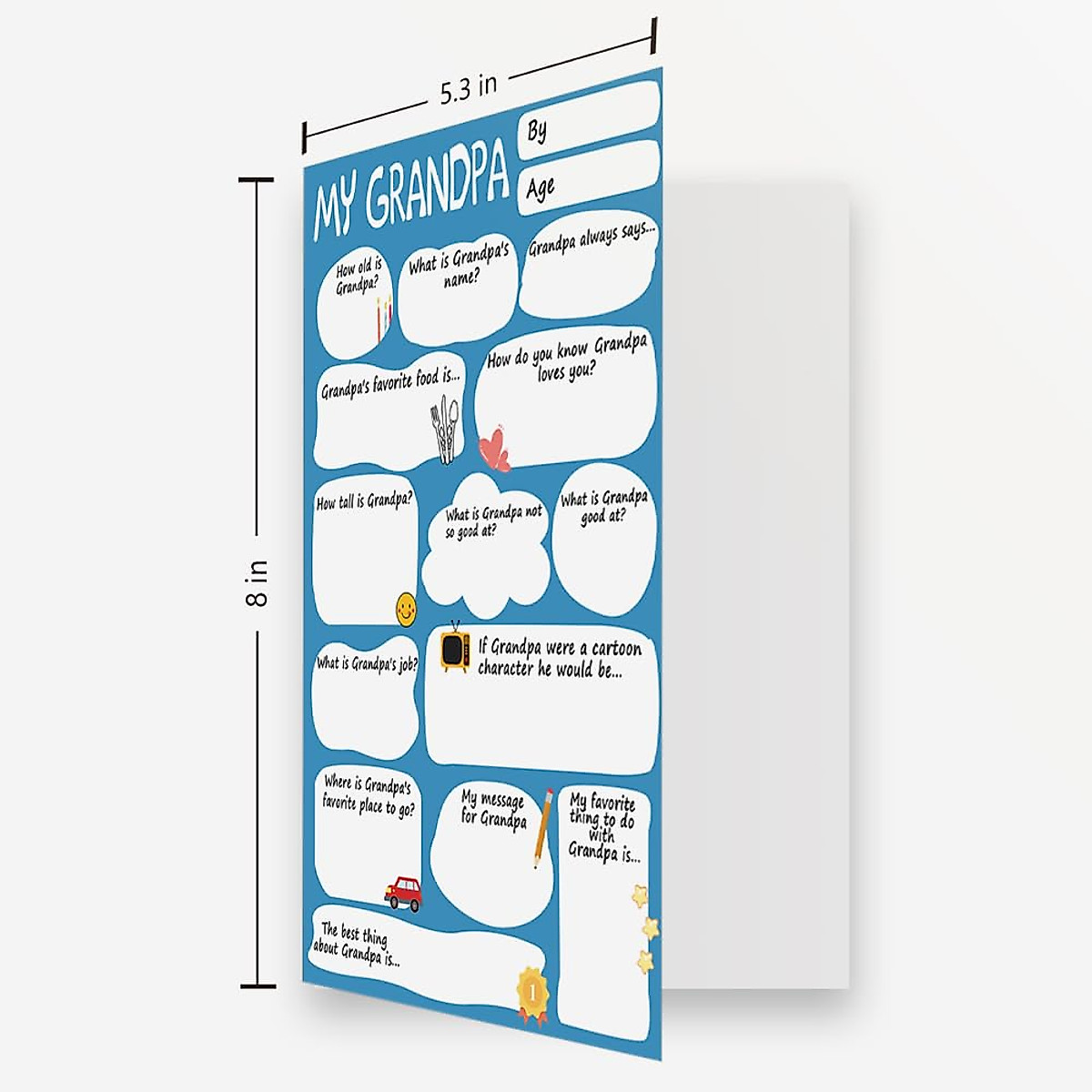 OJsensai Happy Q&A Birthday Card for Grandpa, Funny Fathers Day Gift for Grandad, Naughty Fill in Blanks Bday Card from Grandchild, Great Birthday Gift Idea for Grandfather