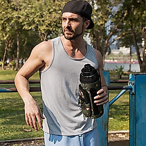 NATURE PIONEOR Water Bottle Holder with Strap for 25oz/32oz/40oz/64oz, Water Bottle Carrier Bag with Phone Pocket,Crossbody Neoprene Sling Bag Sleeve for Walking,Carrying,Hiking