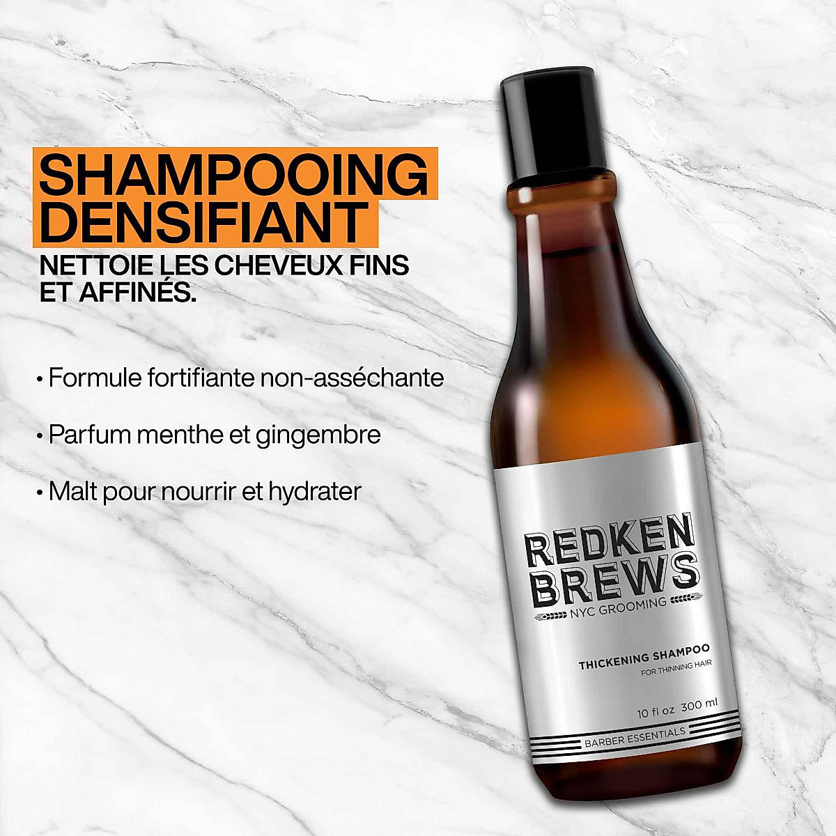 Redken Brews Thickening Mens Shampoo, Shampoo for Thinning hair and hair loss 10.1 fl. oz.