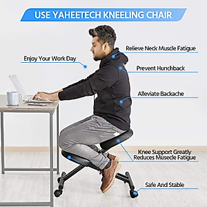 Yaheetech Kneeling Chair Ergonomic Posture Chair Office Desk Chair Corrective Flexible Seating Rolling Stool Black