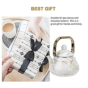 Cabilock 1. 5L Ceramic Enameled Teapot Marble Pear- Shaped Tea Kettle Hot Water Boiling Container for Kitchen Stovetop