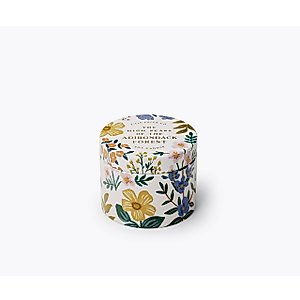 RIFLE PAPER CO. 3 Oz Tin Candle | Festive Occasions and Gatherings with Decorative Box and Festive Labels On Soy Candle Base and 40+ Hour Burn Time, The High Peaks of The Adirondack Forest
