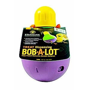 Starmark Bob-A-Lot Interactive Pet Toy, Large, Yellow/Green/Purple