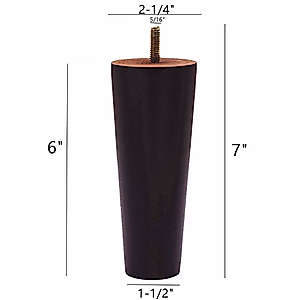 WEICHUAN Round Solid Wood Dark Walnut Finish Replacement Sofa Couch Chair Ottoman Loveseat Coffee Table Cabinet Furniture Wood Legs Wood Furniture Legs(6" Set of 4)