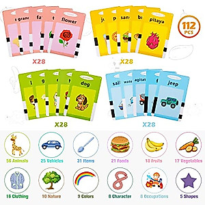 Ednzion Toddler Toys Age 2-4, Autism Sensory Toys for Autistic Children, Educational Learning Toys for 1 2 3 Year Old Boys and Girls, Speech Therapy Toys, 224 Sight Words Talking Flash Cards