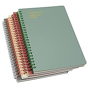 Yansanido Spiral Notebook, 4 Pcs 8.3 Inch x 5.9 Inch A5 Thick Plastic Hardcover 8mm Ruled 4 Color 80 Sheets -160 Pages Journals for Study and Notes (style 10-Wine Red,Brown,Green,ivory, A5)
