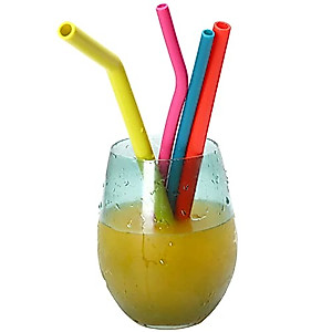 12 Pack Reusable Silicone Drinking Straws for 20 or 30oz Bottles- Flexible Straw with 2pc Cleaning Brushes BPA Free Multicolor (Diameter 7mm+10mm)