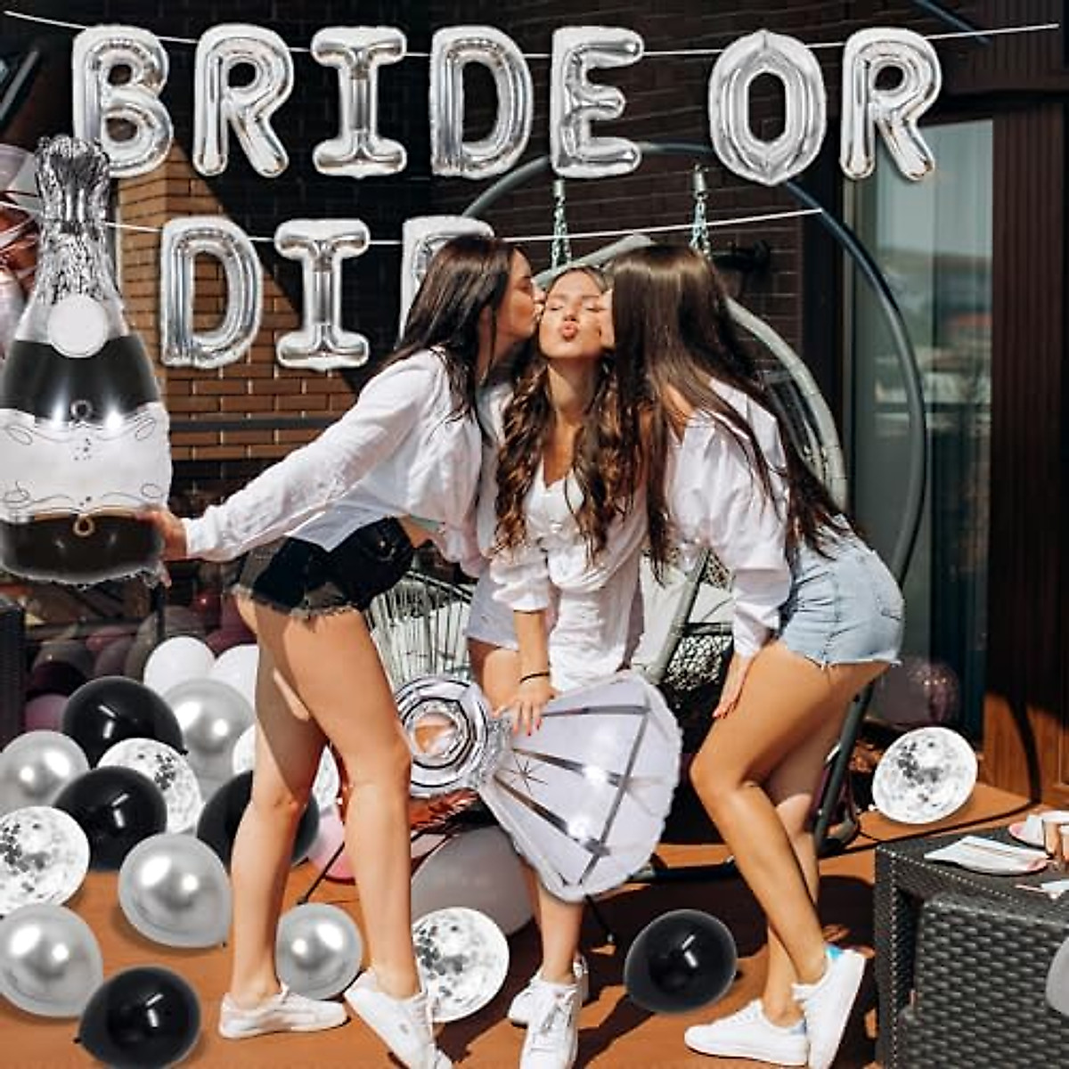 Bride or Die Bachelorette Party Decorations - Silver and Black Bride or Die Balloons,Banner and Bride To Be Sash for Engagement Wedding Bachelorette Party Supplies