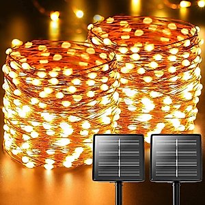 170ft 480 LED Solar Fairy String Lights, Outdoor Twinkle String Lights Porch Garden Decor, 2 Pack Each 85FT Waterproof Rope Lights Decorative Christmas Copper Wire for Backyard Patio