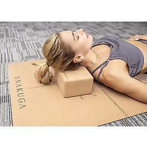 SNAKUGA Cork Yoga Block 2 Pack for Pilates, 9"x6"x4" Non-Slip & High Density Blocks for Meditation, Fitness and Stretching, Supportive and Flexibility Brick for Improve Poses Balance